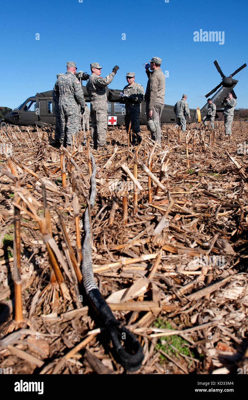 U.S. Soldiers from the S.C. Army National Guard work to prepare a UH-60 ...