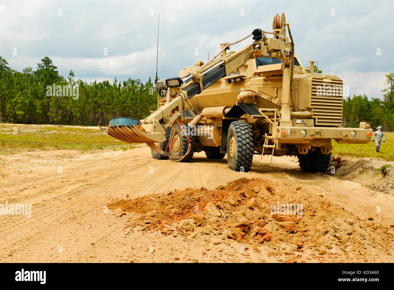 A U.S. Army Buffalo explosive device detection vehicle, assigned to ...