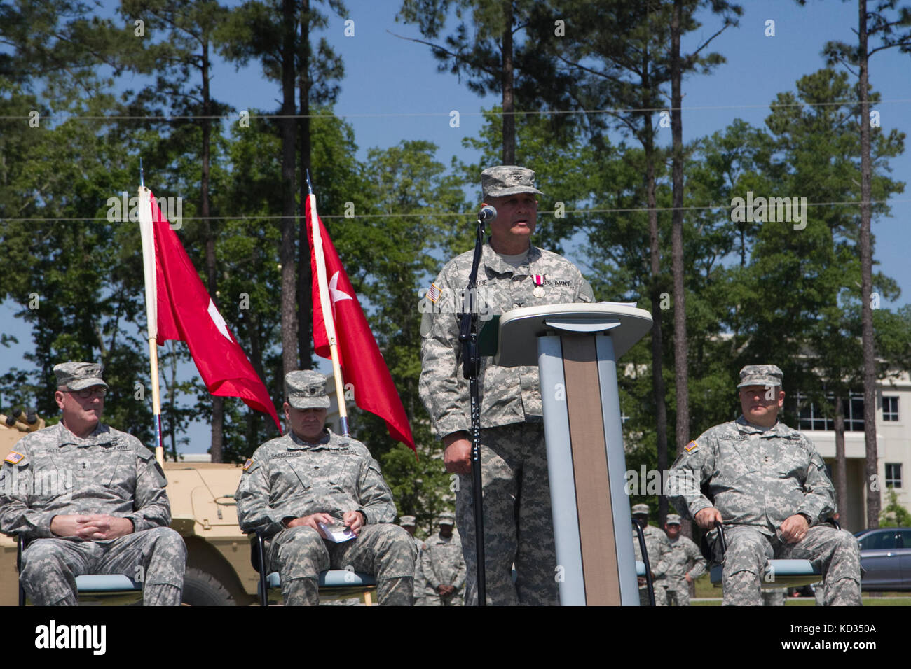 U.S. Army Col. Charles Moore takes to the podium to address Soldiers ...