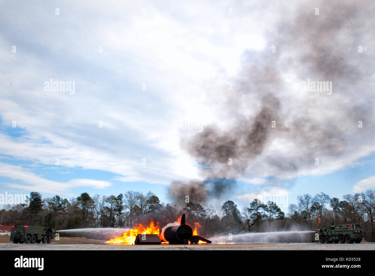 Two U.S. Army crash rescue fire trucks with the S.C. National Guard ...