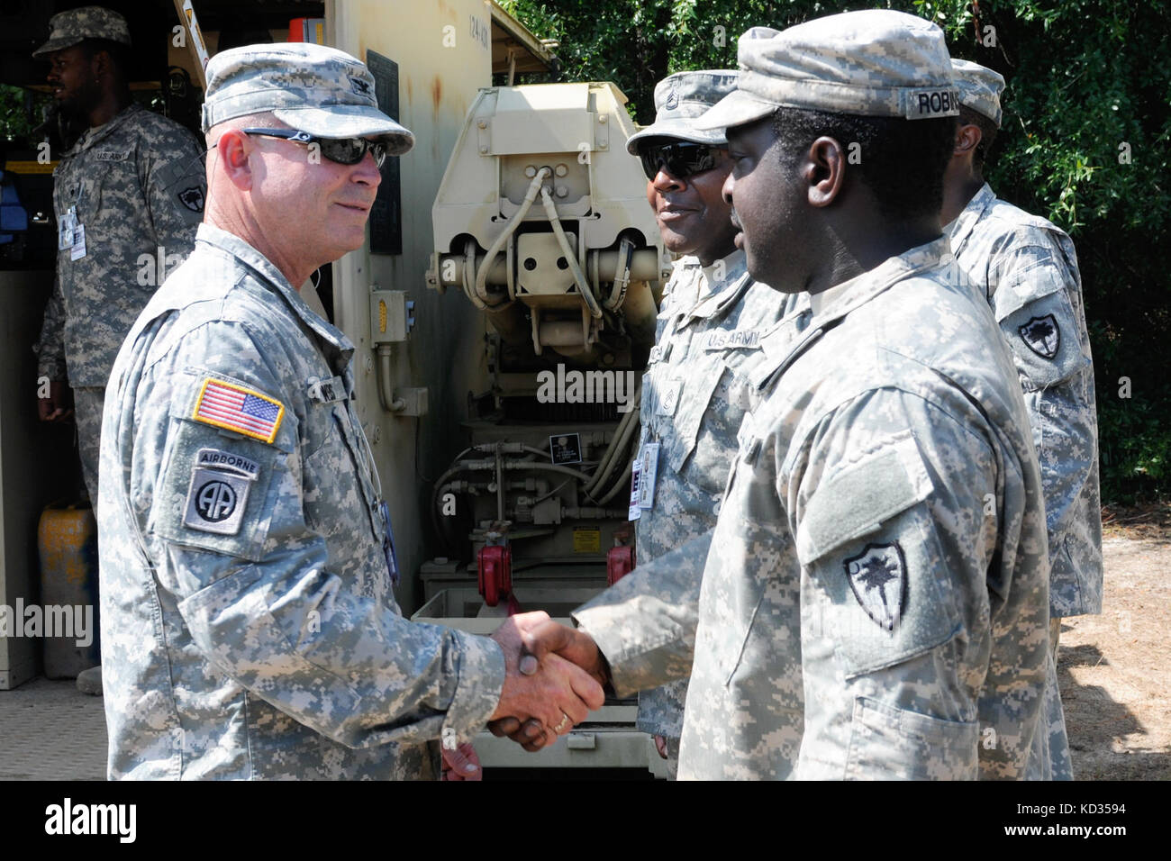 Col. Owens of the South Carolina National Guard, speaks with soldiers ...