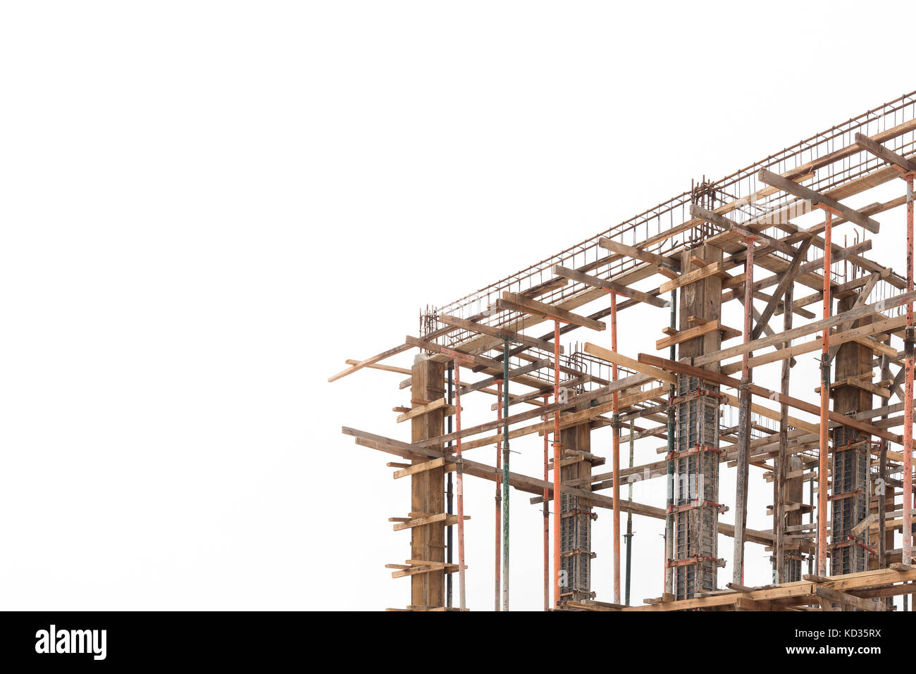 Structure of building under construction isolated on white background ...