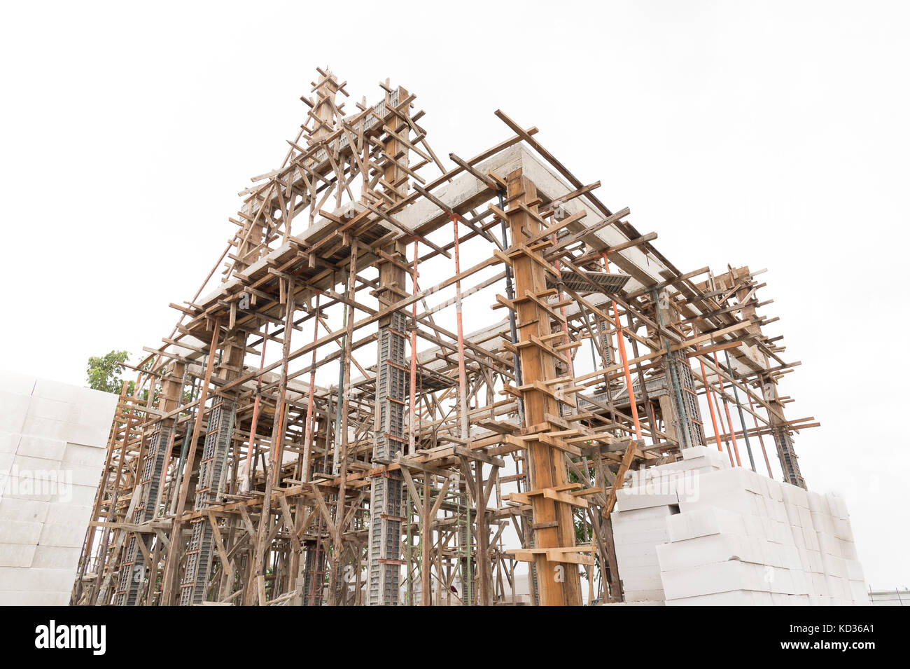 Structure of building under construction isolated on white background ...