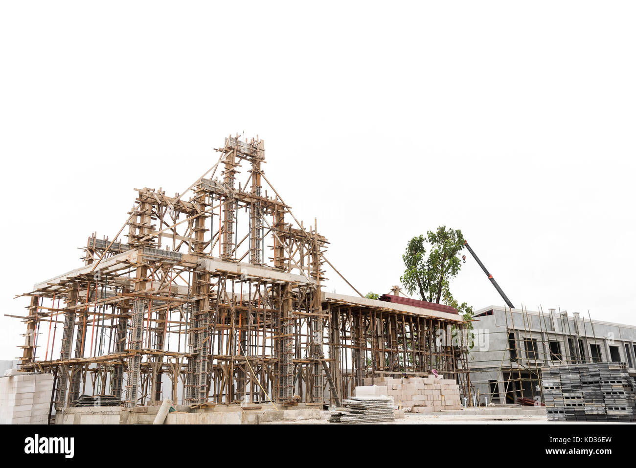 Structure of building under construction isolated on white background ...