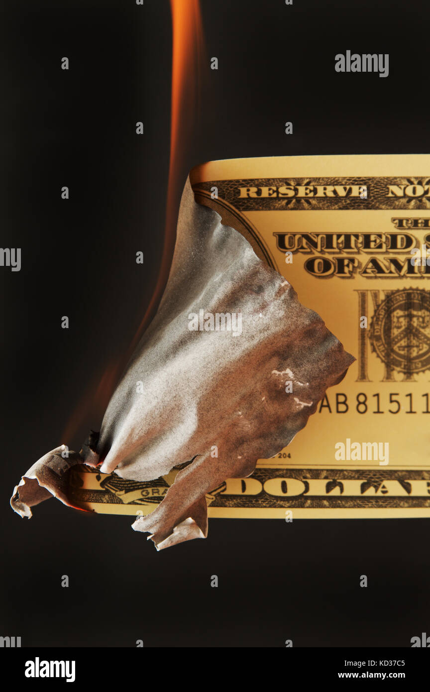 US Currency on Fire Stock Photo - Alamy