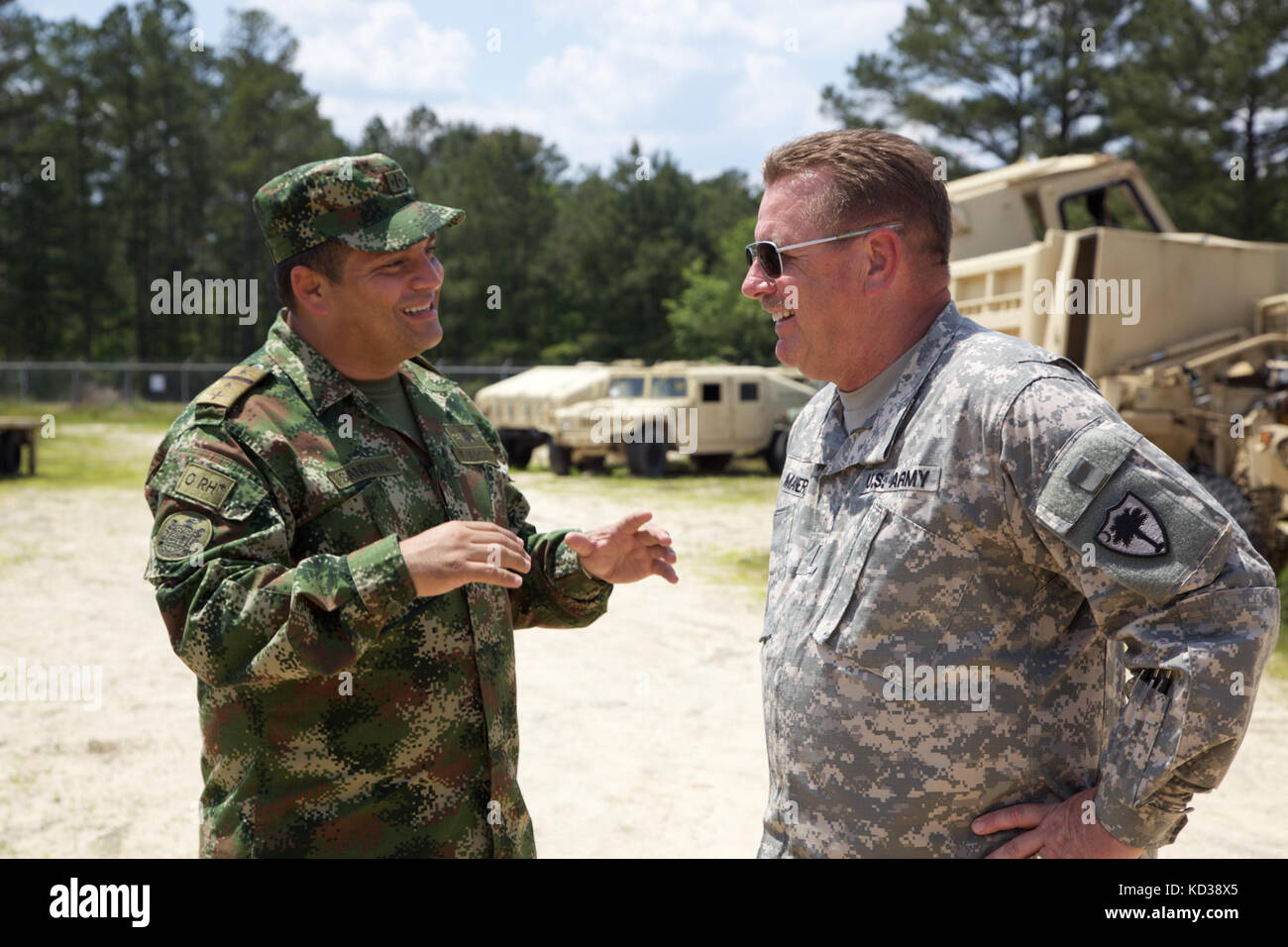U.S. Army Chief Warrant Officer 5 Lawrence Maner talks with Colombian ...