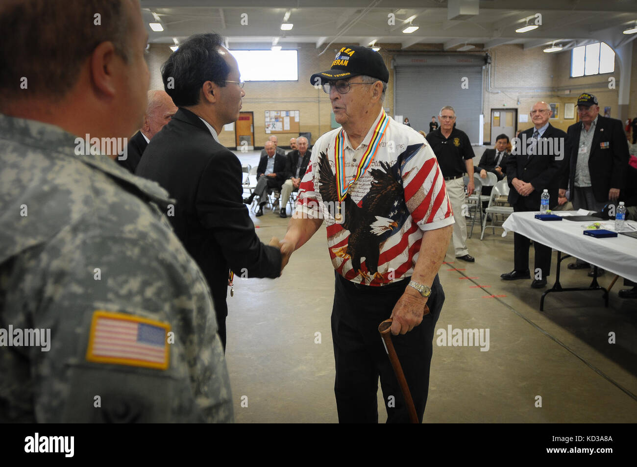 American veterans attend an award ceremony, at the S.C. National Guard ...