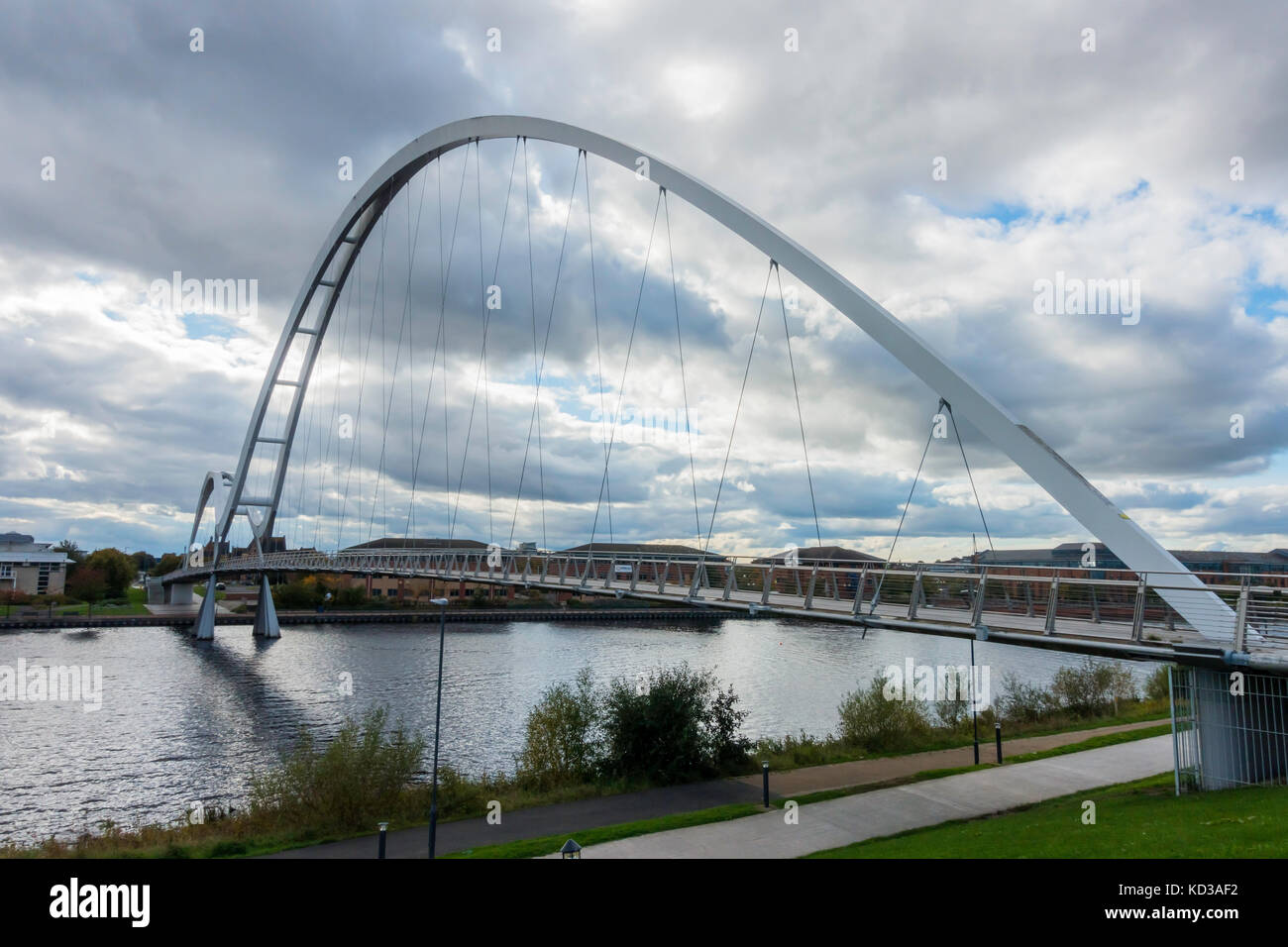 The Infinity Bridge a pedestrian and cycle crossing of the river Tees ...