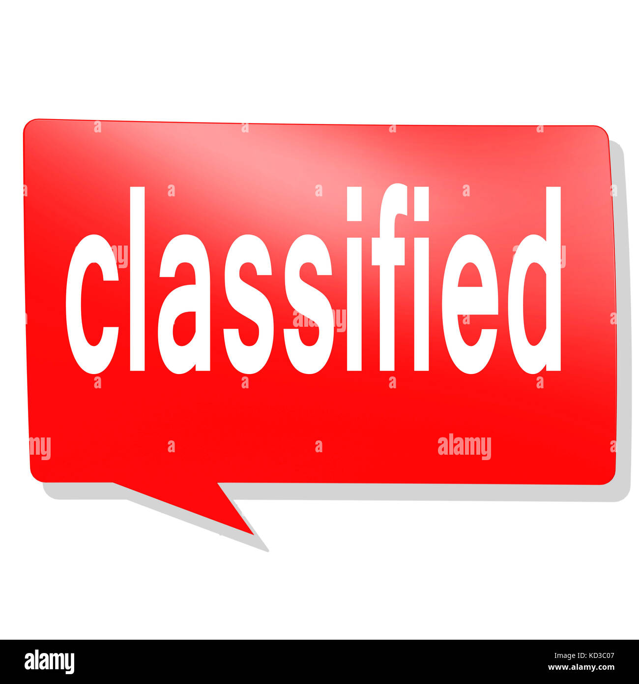 Classified word on red speech bubble image with hi-res rendered artwork ...