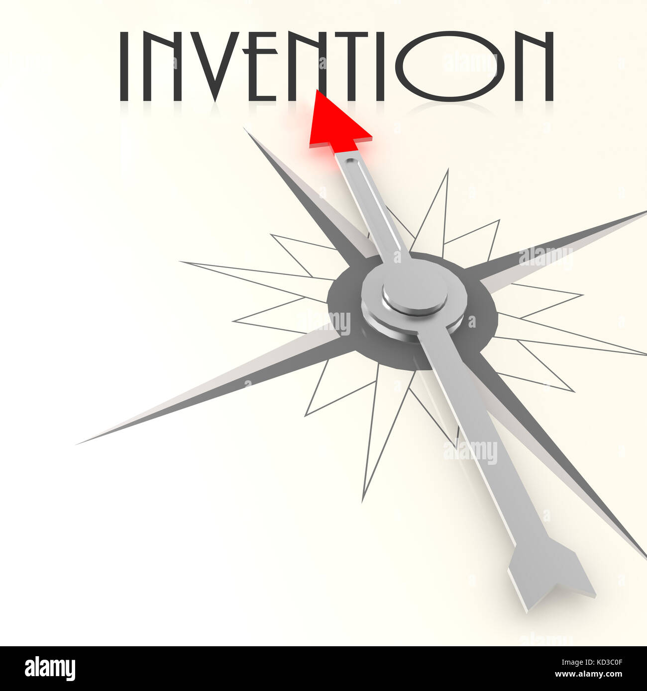 Compass with invention word image with hi-res rendered artwork that ...