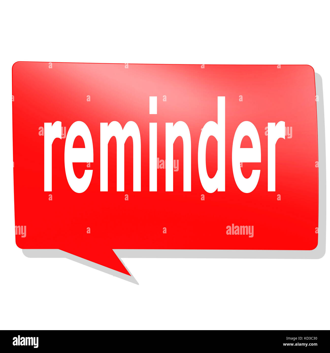 Reminder word on red speech bubble image with hi-res rendered artwork ...