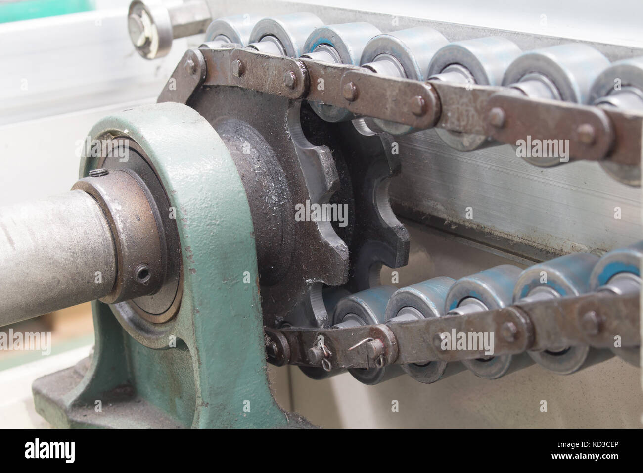 the chain drive shaft Line Conveyor Industrial Stock Photo - Alamy