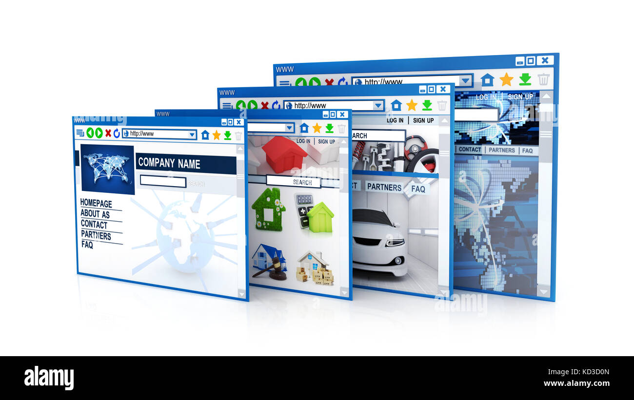 Abstract row web site. 3d illustration Stock Photo - Alamy