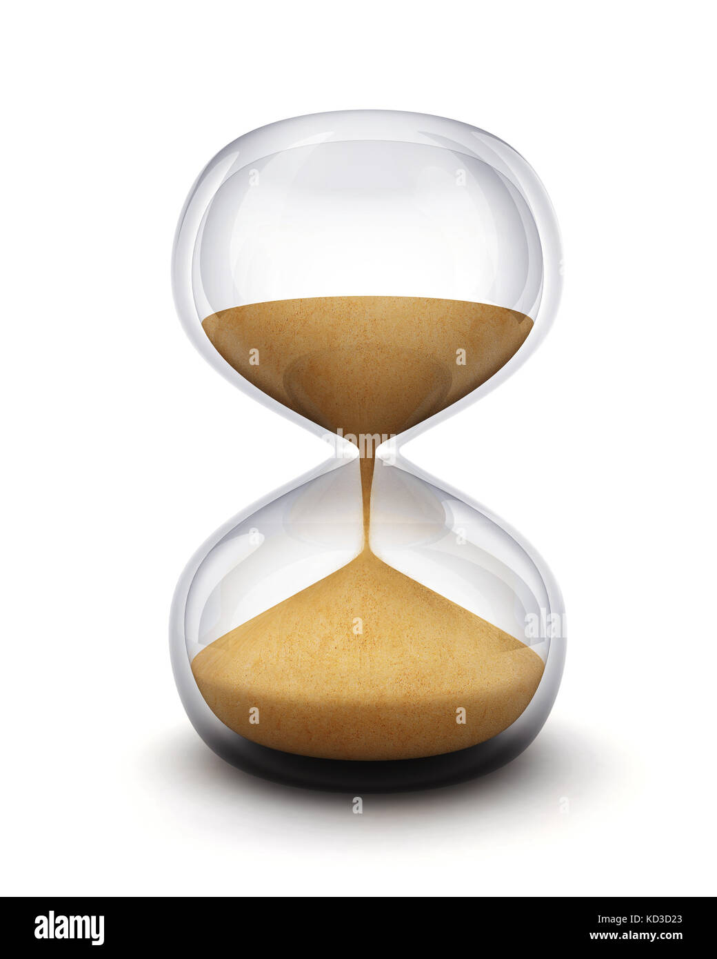 sandglass only on white background. 3d illustration Stock Photo - Alamy