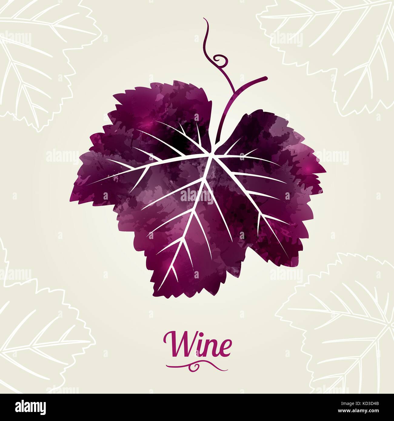 wine leaf. Illustration for label, card, menu, decoration, covers Stock ...