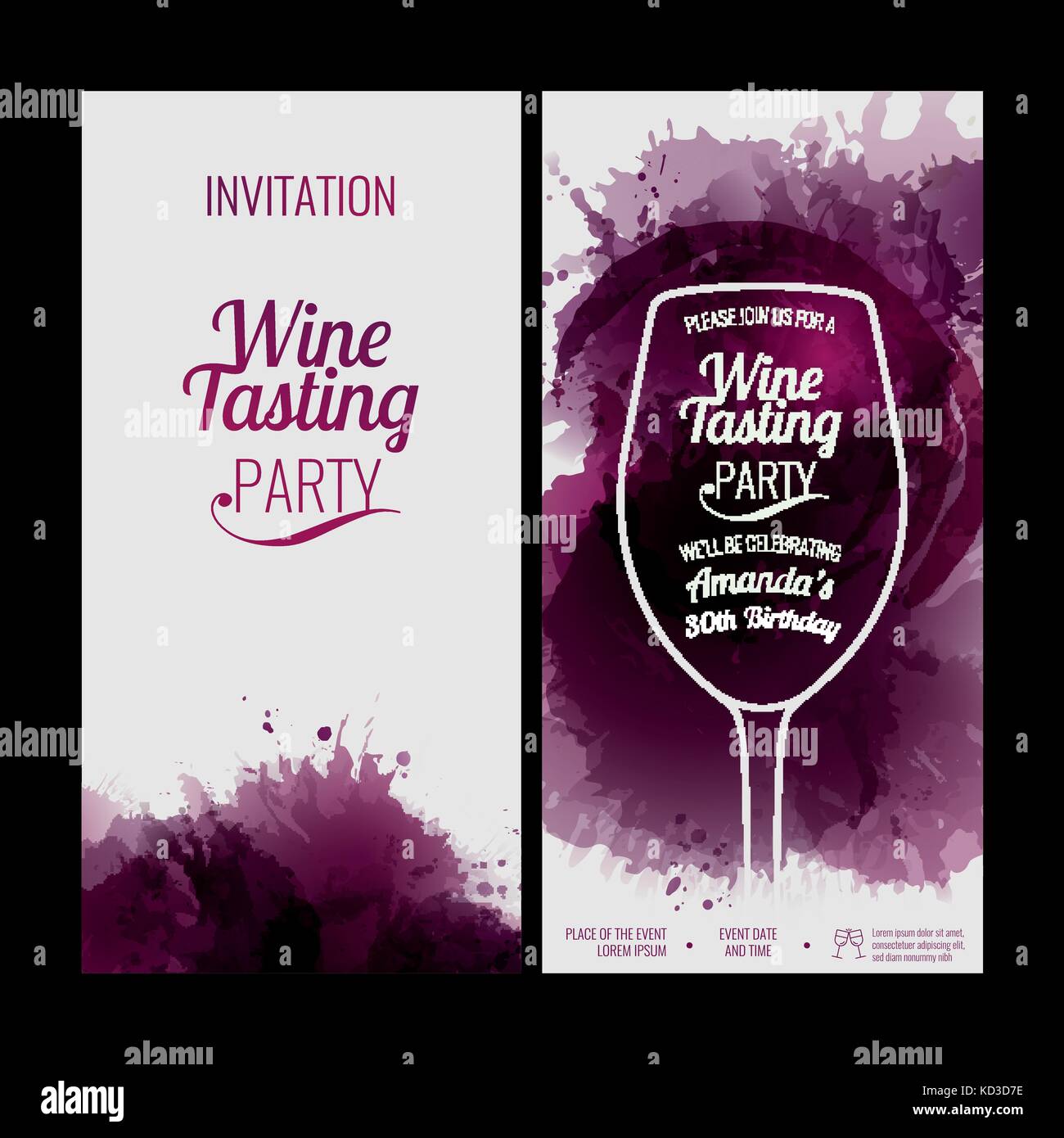 Design template list, wine tasting or invitation. Illustration glass of ...