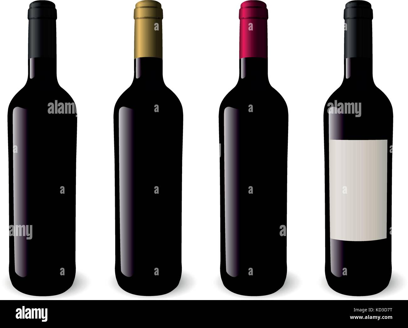 Realistic wine bottle illustration. Vector illustration. Different ...