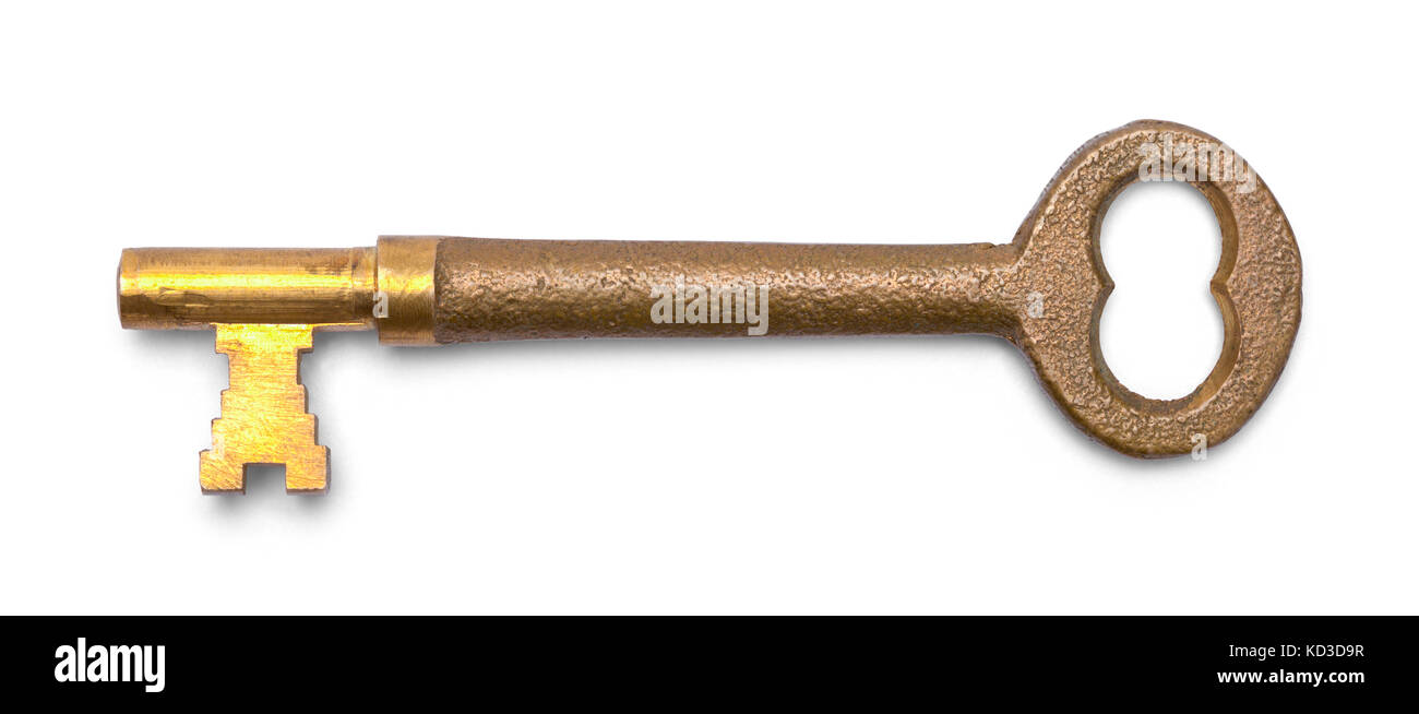Old Brass Train key Isolated on White Background Stock Photo - Alamy