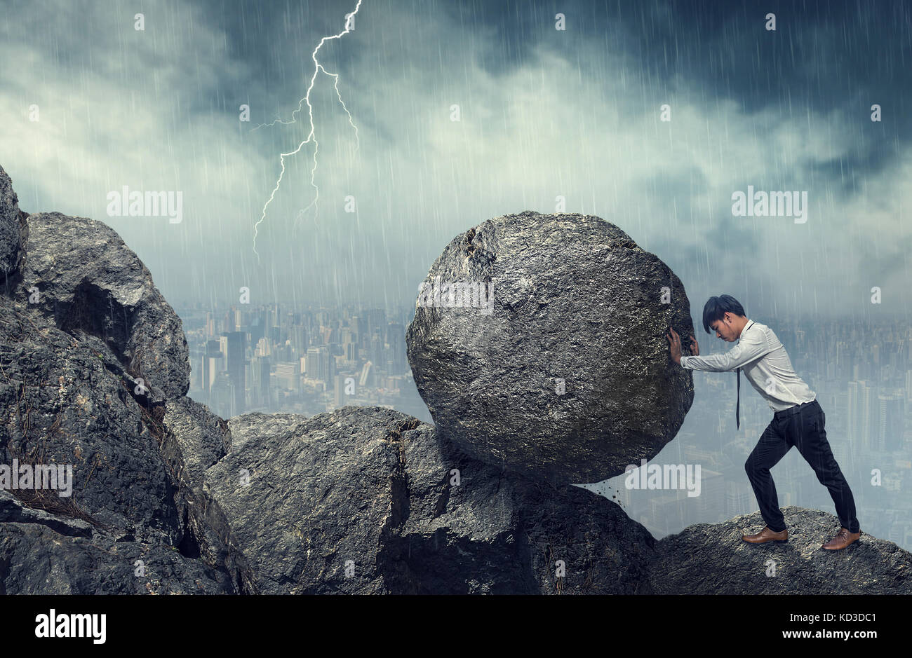 Pushing rock up hill hi-res stock photography and images - Alamy