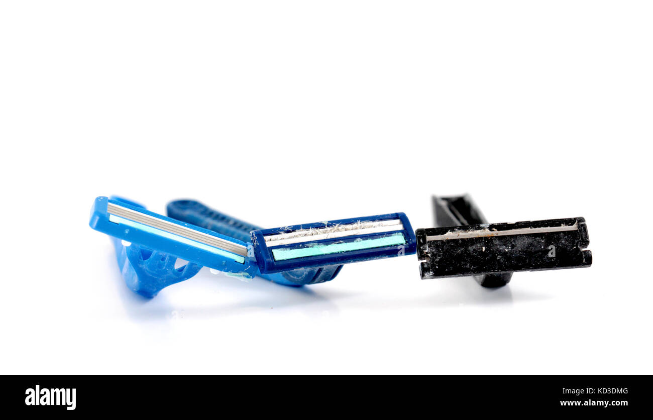 used shaving razor on a white background,image of Stock Photo - Alamy