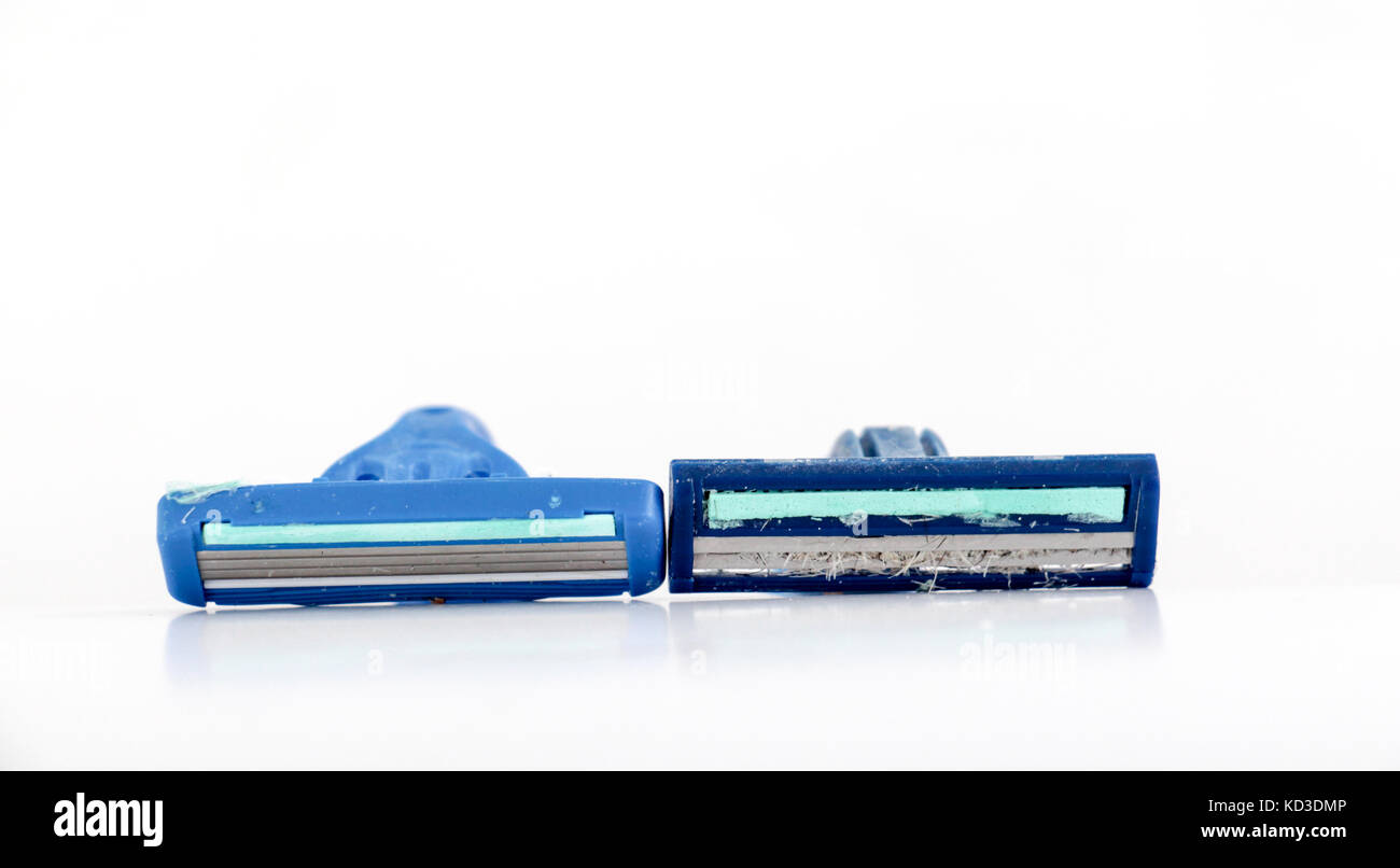 used shaving razor on a white background,image of Stock Photo - Alamy