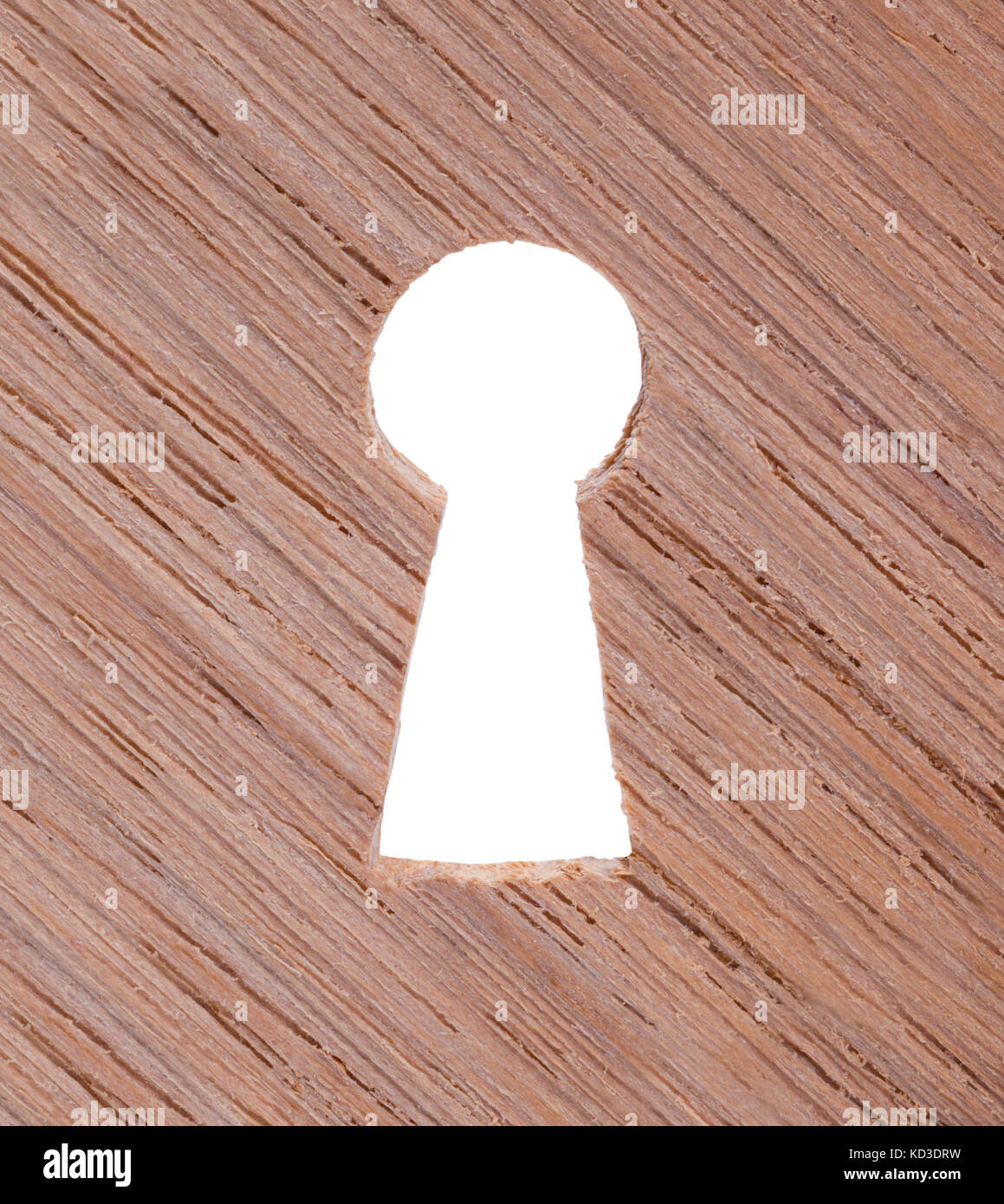 Keyhole Cut Out of Wood with White Copy Space Stock Photo - Alamy