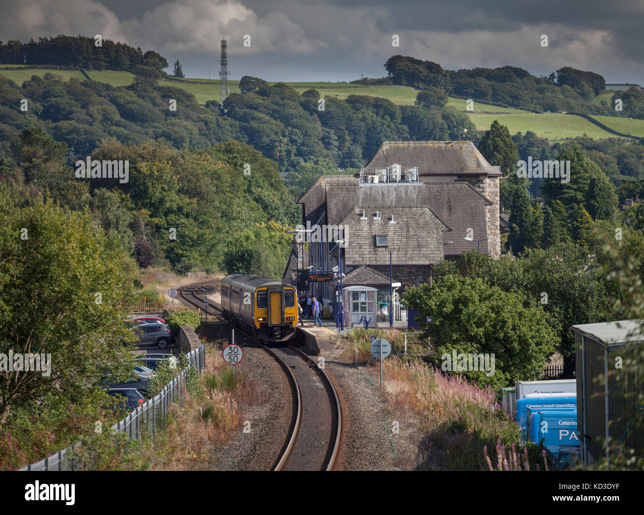 The 1430 Preston - Windermere Northern rail train at Kendal on the ...