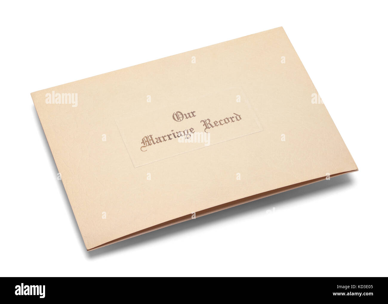 Old Marriage Certificate Folder Isolated on White Background Stock ...