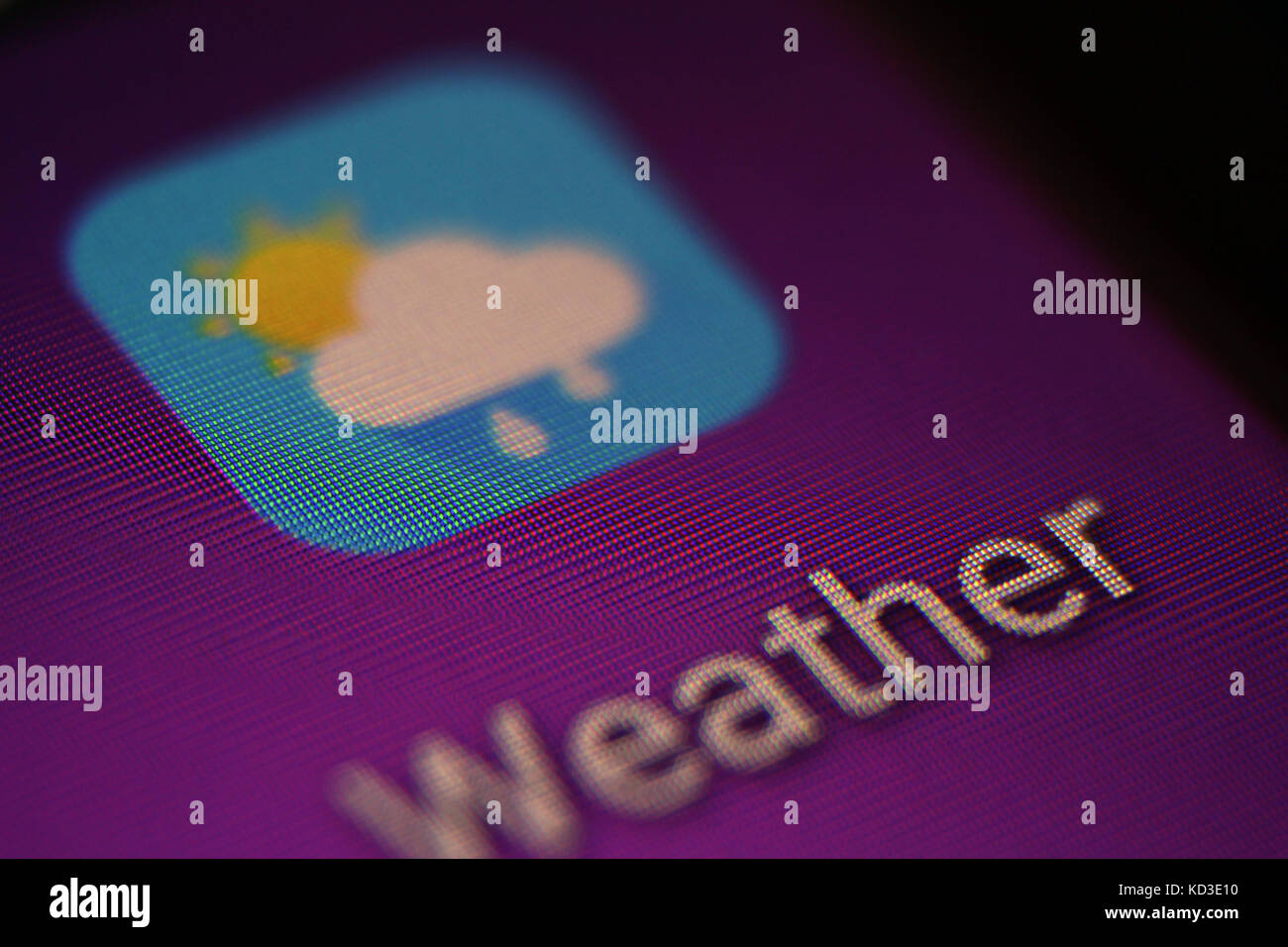 Smartphone weather app icon close-up Stock Photo - Alamy