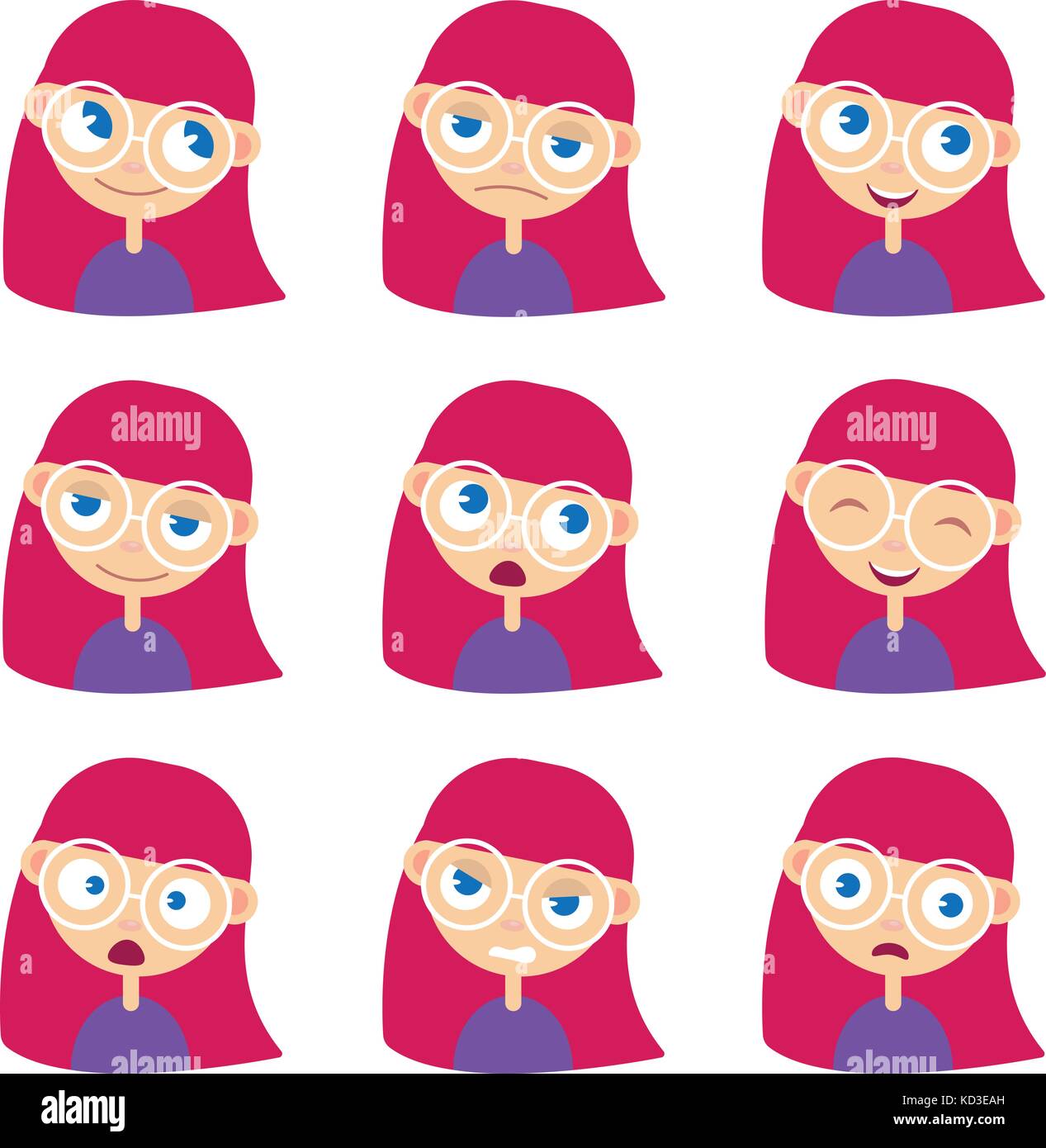 Woman with different emotions. Illustration set Stock Vector Image ...