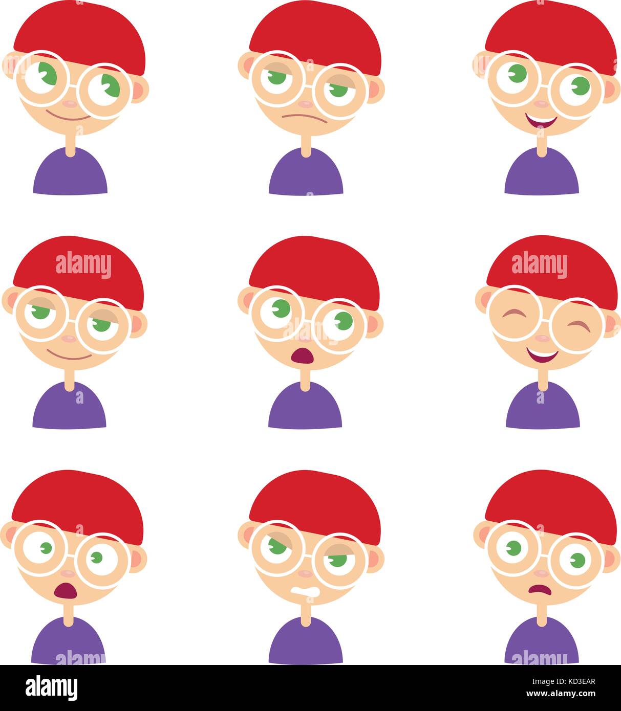 Set of Adorable Boy facial emotions. Illustration Stock Vector Image ...