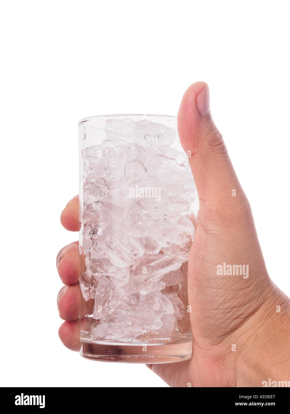 male hand holding ice cubes in glass isolated on white background Stock ...