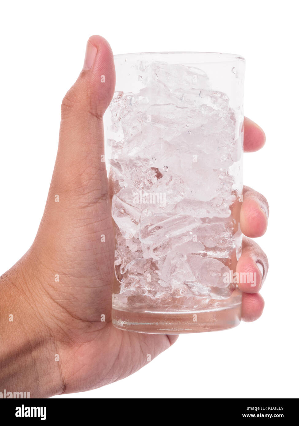 male hand holding ice cubes in glass isolated on white background Stock ...