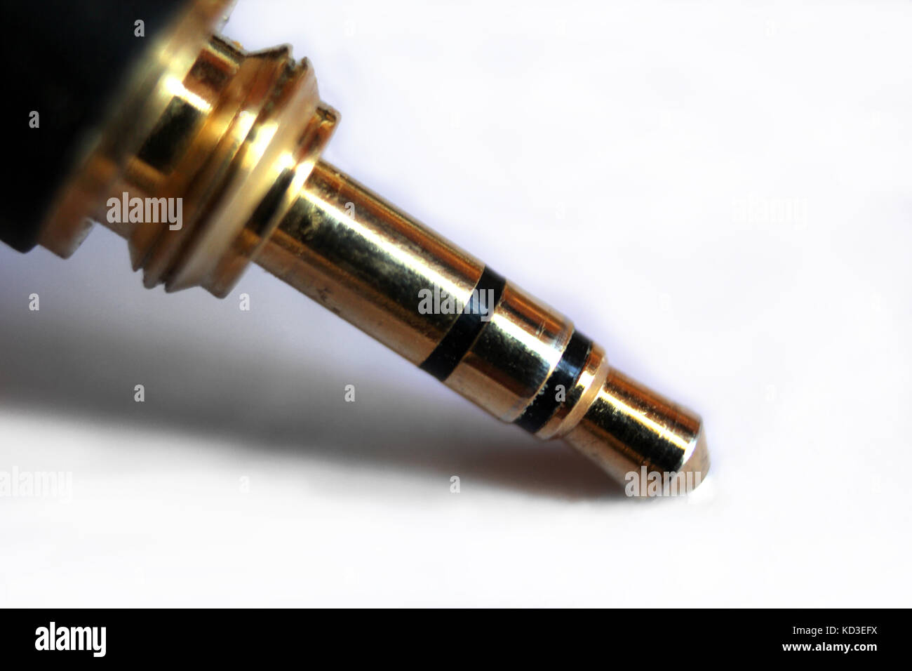 Mini-jack plug sound 3.5 mm isolated on white background, close-up ...