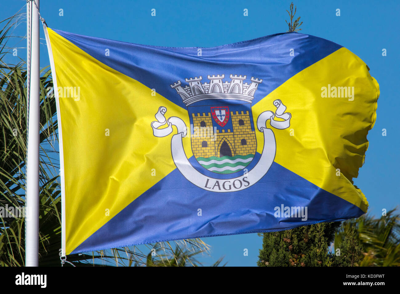 The flag of the Algarve city of Lagos in Portugal Stock Photo - Alamy
