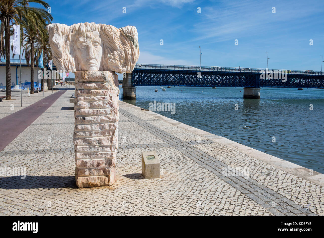 The promenade along the Arade River in Portimao, located in the Algarve ...