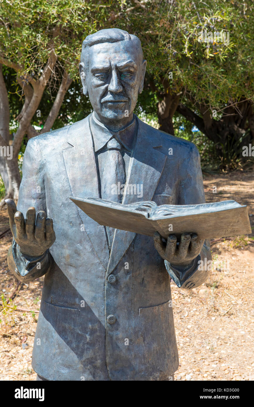 A statue of famous Portuguese poet Joao Braz in Portimao, Portugal ...