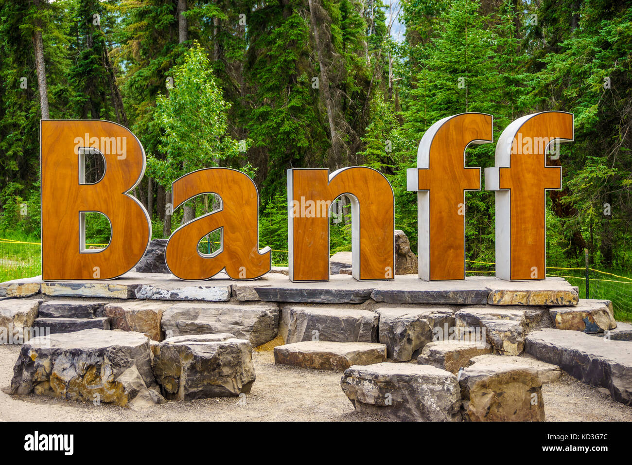 Banff sign, Banff National Park, Alberta, Canada Stock Photo - Alamy