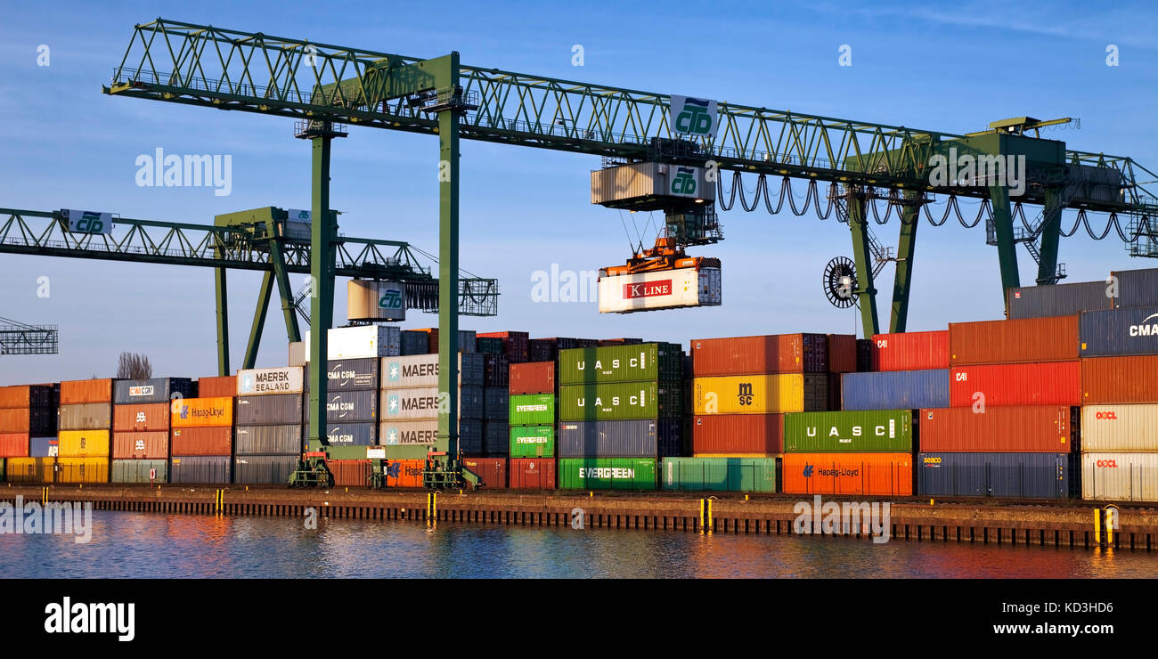 Loading bridges with containers, Port, Dortmund, Ruhr area, North Rhine ...