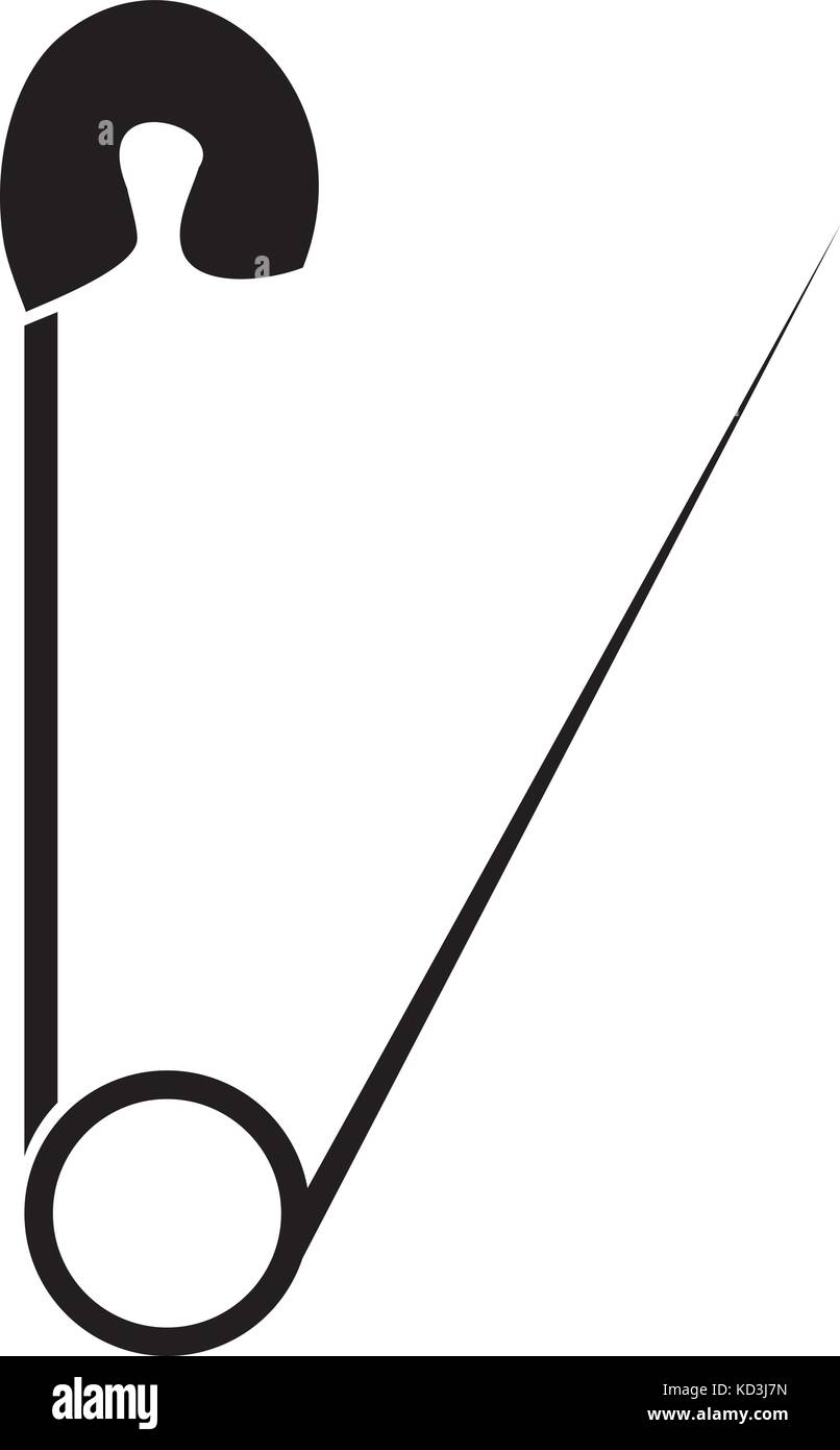 Vector illustration of safety pin,web, logo, flat image. object isolated on white background ...