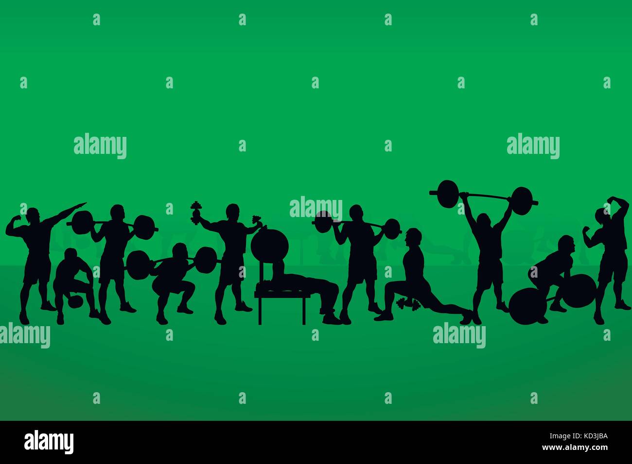 Workout equipment on green Stock Vector Images - Alamy