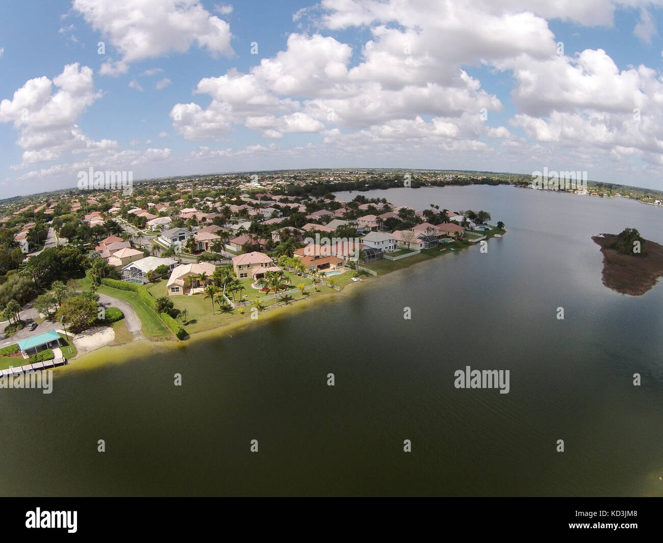 Waterfront homes in South Florida aerial view Stock Photo - Alamy