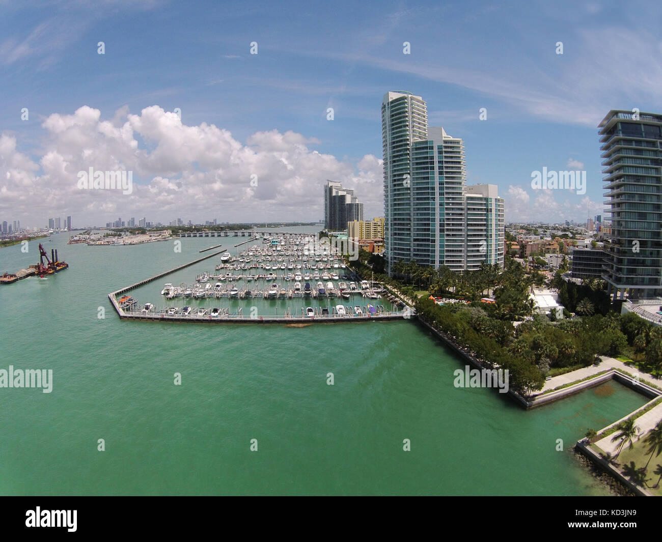 Miami Beach Florida boat marina aerial view Stock Photo - Alamy