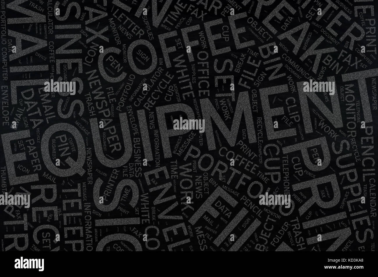 equipment ,Word cloud art on blackboard Stock Photo - Alamy