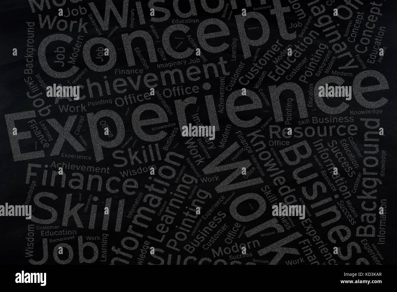 experience ,Word cloud art on blackboard Stock Photo - Alamy