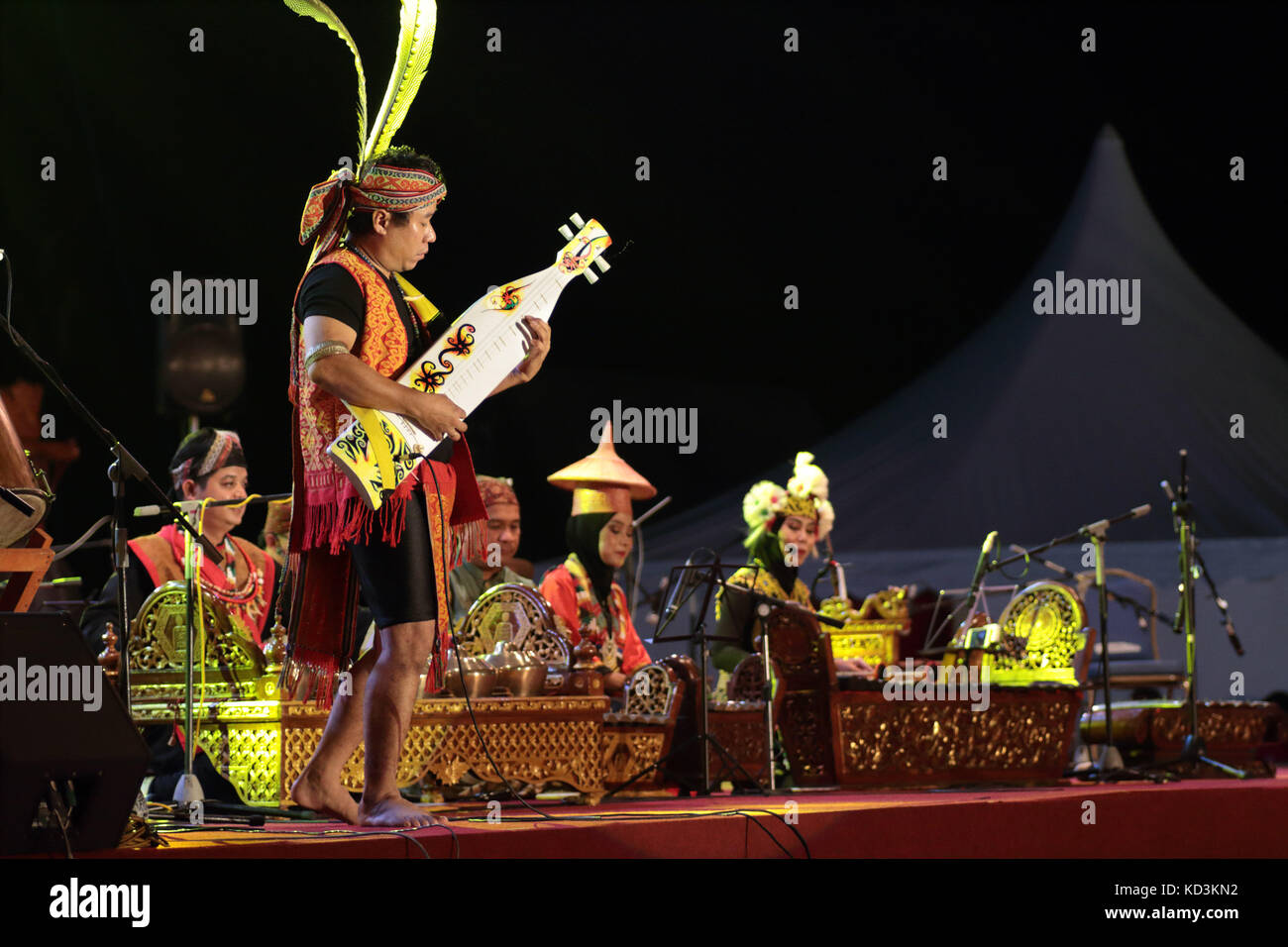 Sarawak Native band playing traditional musical instrument in Malaysia ...