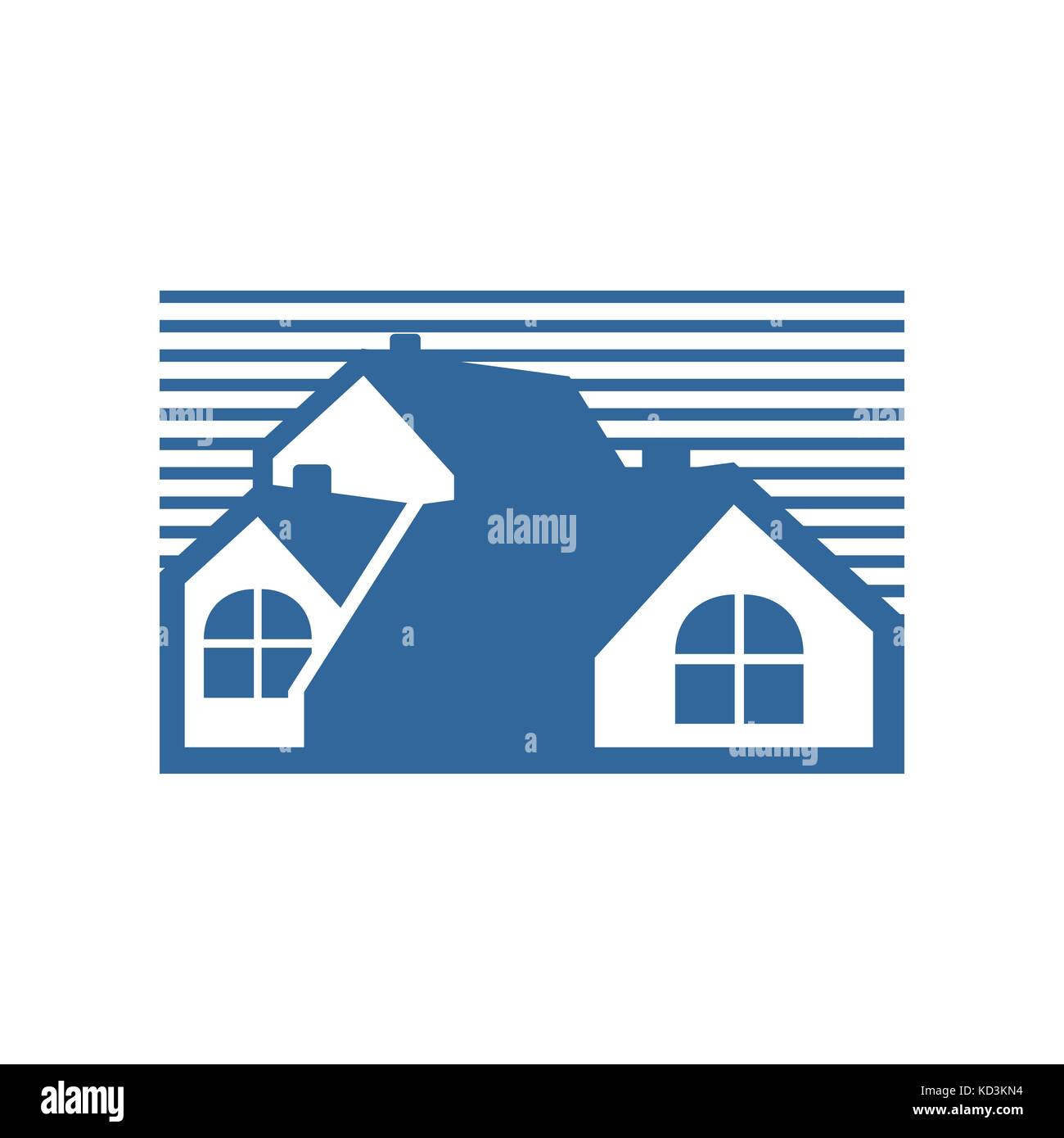 Property Symbol Group House Blue Stripe Illustration Stock Vector Image ...