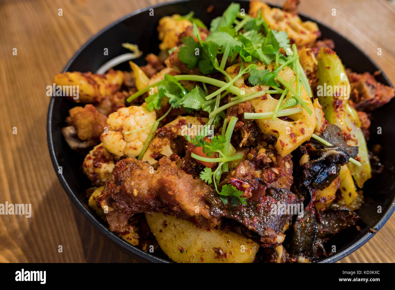 Delicious dry pot pork spare ribs and vegatable, ate at Los Angeles ...