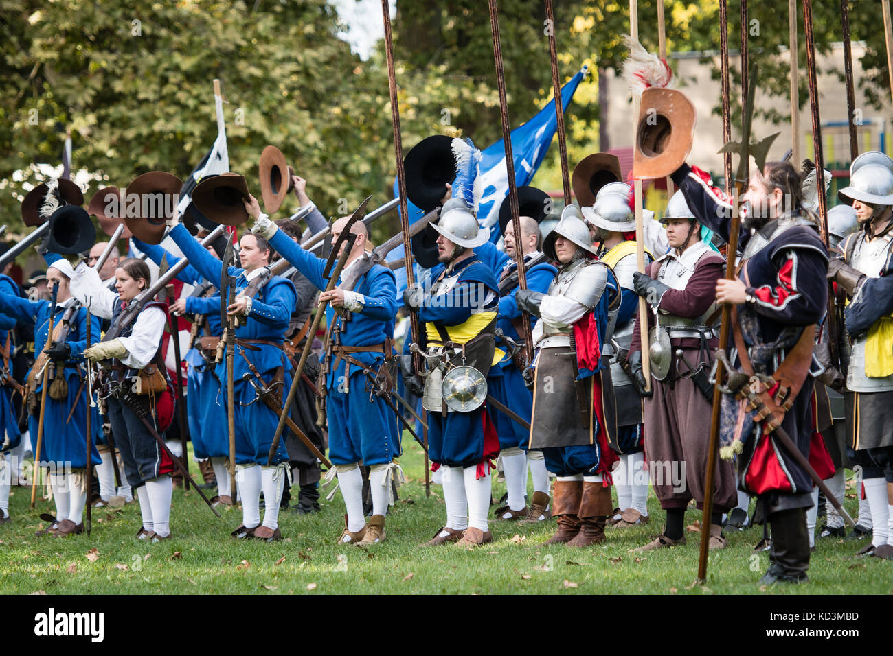 BRATISLAVA, SLOVAKIA - SEP 30: Fight during annual re-enactment of ...