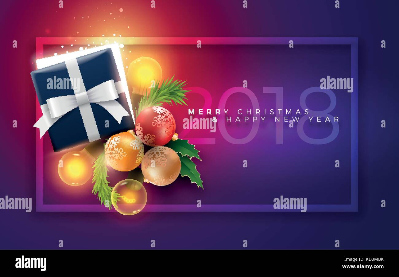 Christmas decoration objects, half open Christmas gift box with magical ...